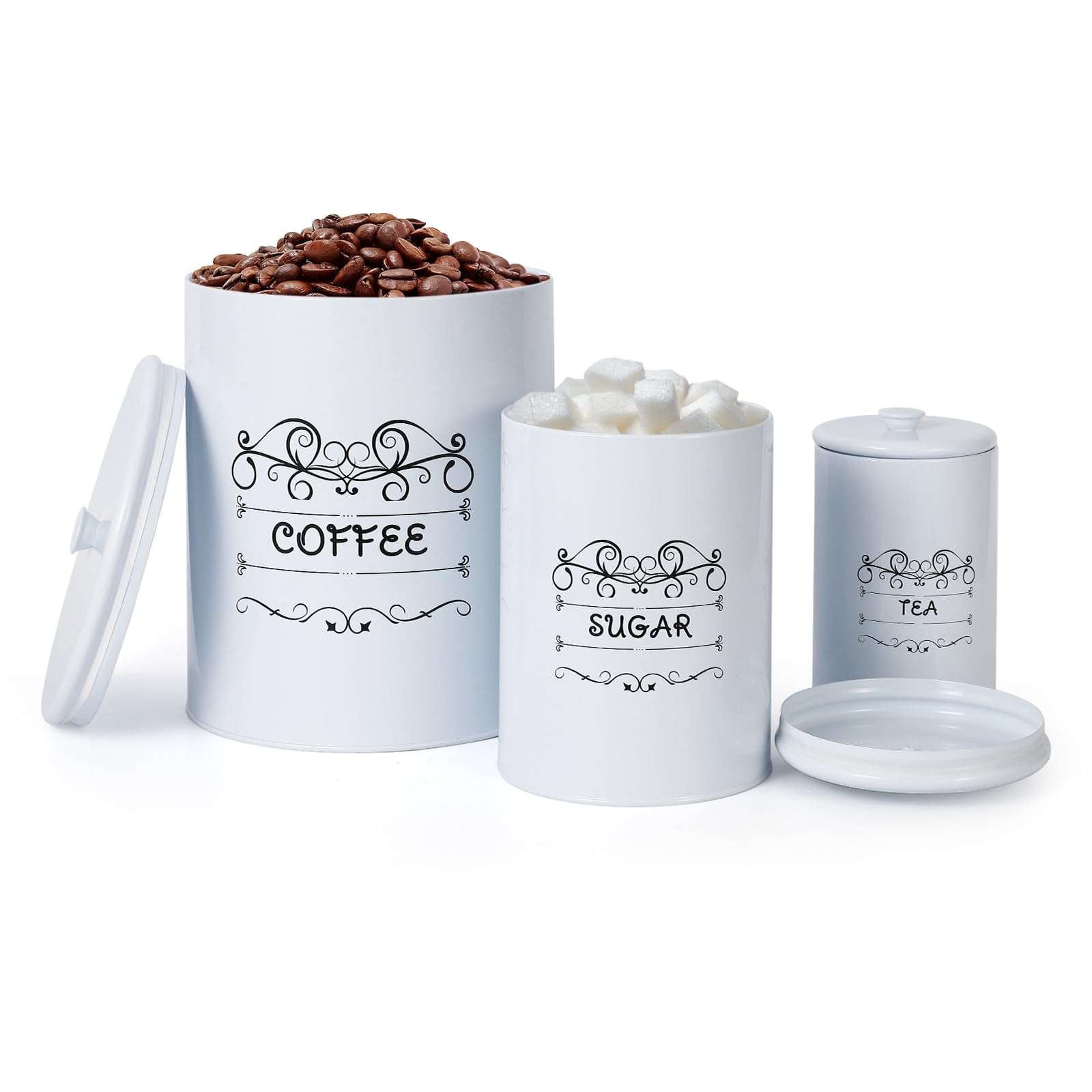 Kselythan Kitchen Canisters Set of 3, Vintage Large Food Storage ...