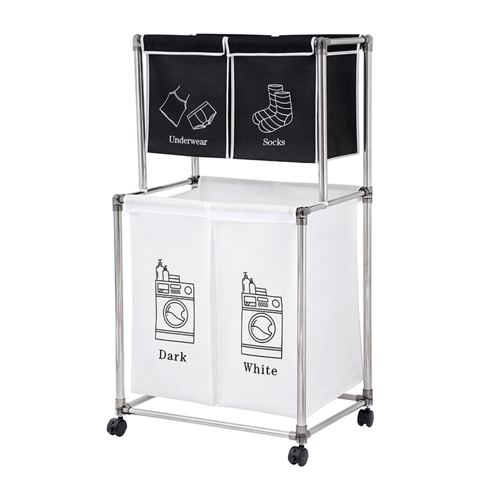 Kselythan Laundry Sorters,2 Tier Laundry Sorter With 4 Removable Bags ...