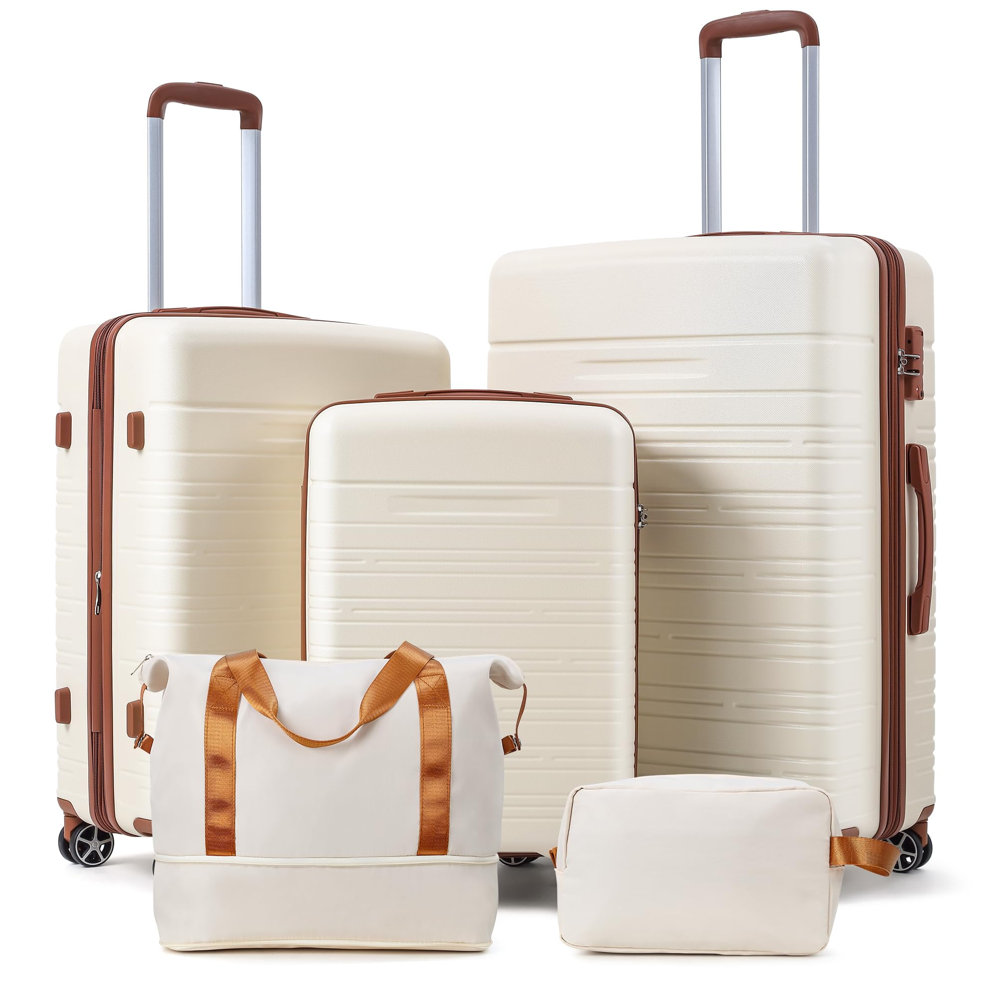 Kselythan Luggage Sets 5 Piece,Suitcases with Wheels,ABS Hard Case ...