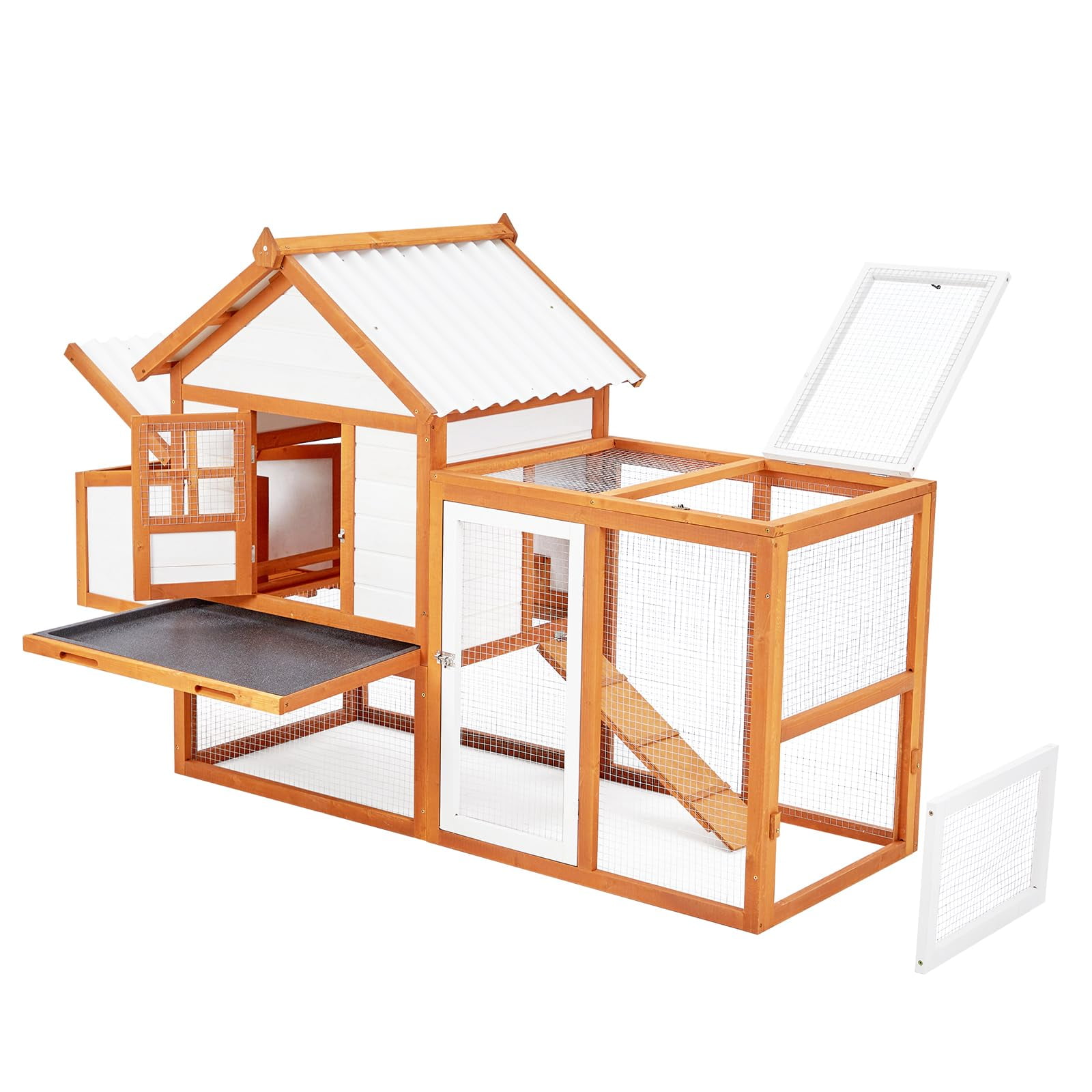 Kselythan Outdoor Chicken Coop Wooden Hen House with Run, Wooden ...