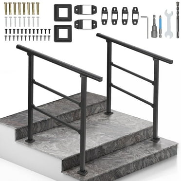 2 Step Handrails for Outdoor Steps, Fit 1 or 2 Steps Outdoor Stair ...