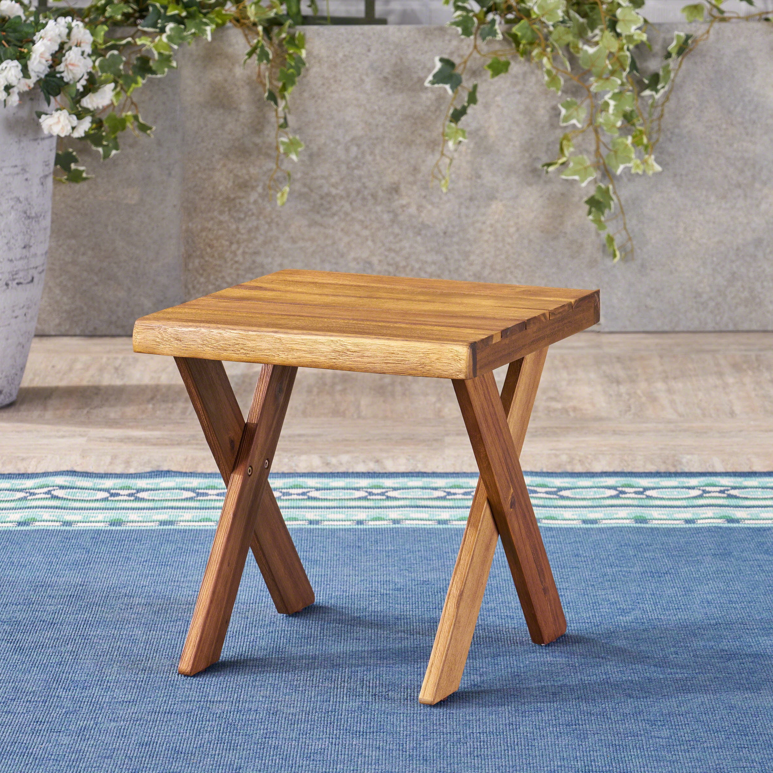 Kselythan Outdoor Wooden End Tables, Modern Square Side Table Acacia ...