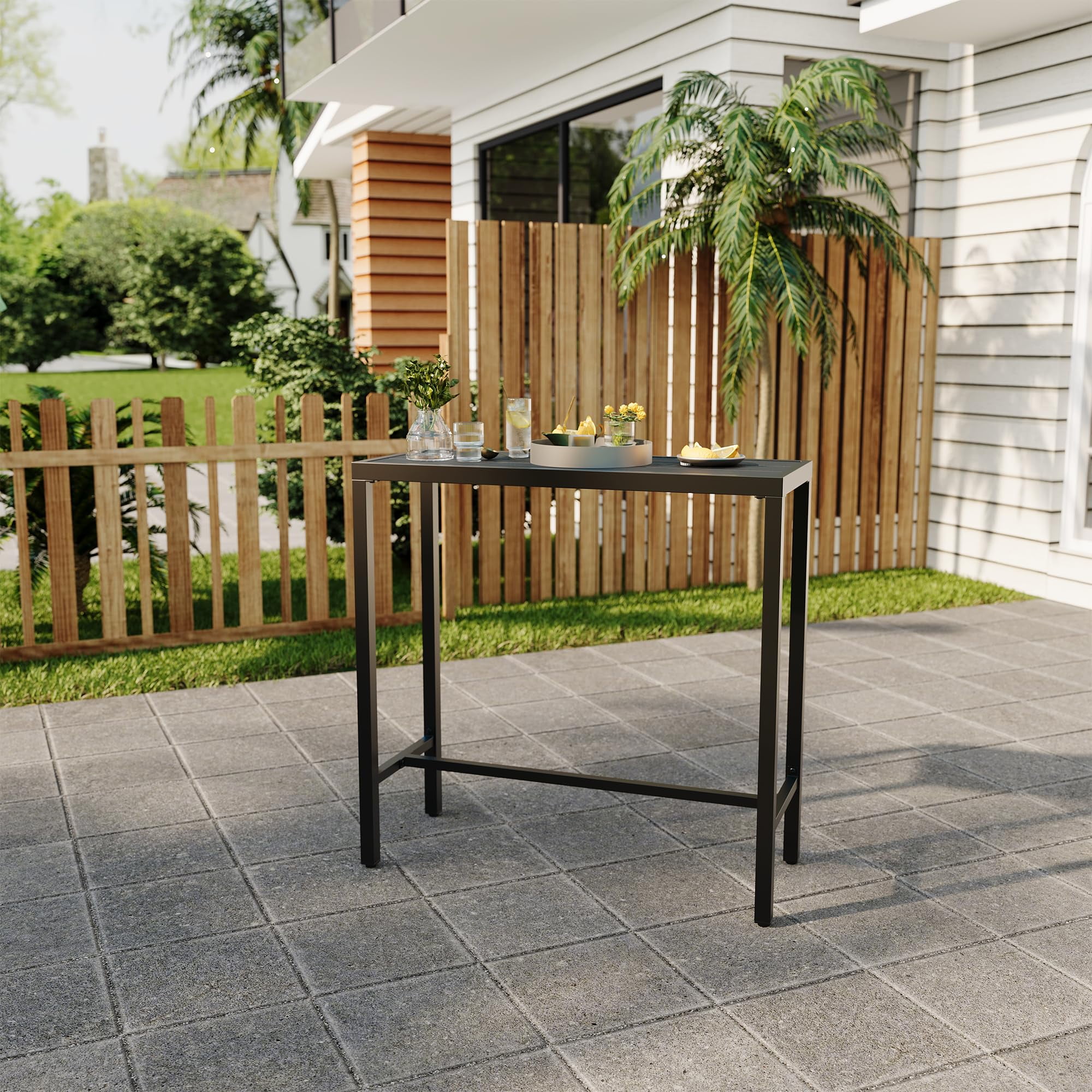 Kselythan Rectangle Bar Table for Patio,Outdoor Counter Height Bar ...