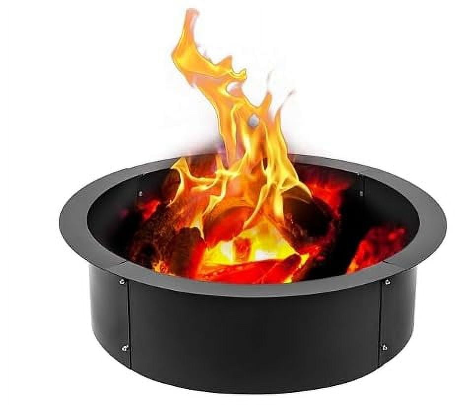 Kselythan Round Solid Steel Fire Ring, Above/In-Ground Fire Pit Ring ...
