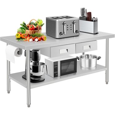 ModFusion 72" x 24" Stainless Steel Table with Adjustable Overshelves ...