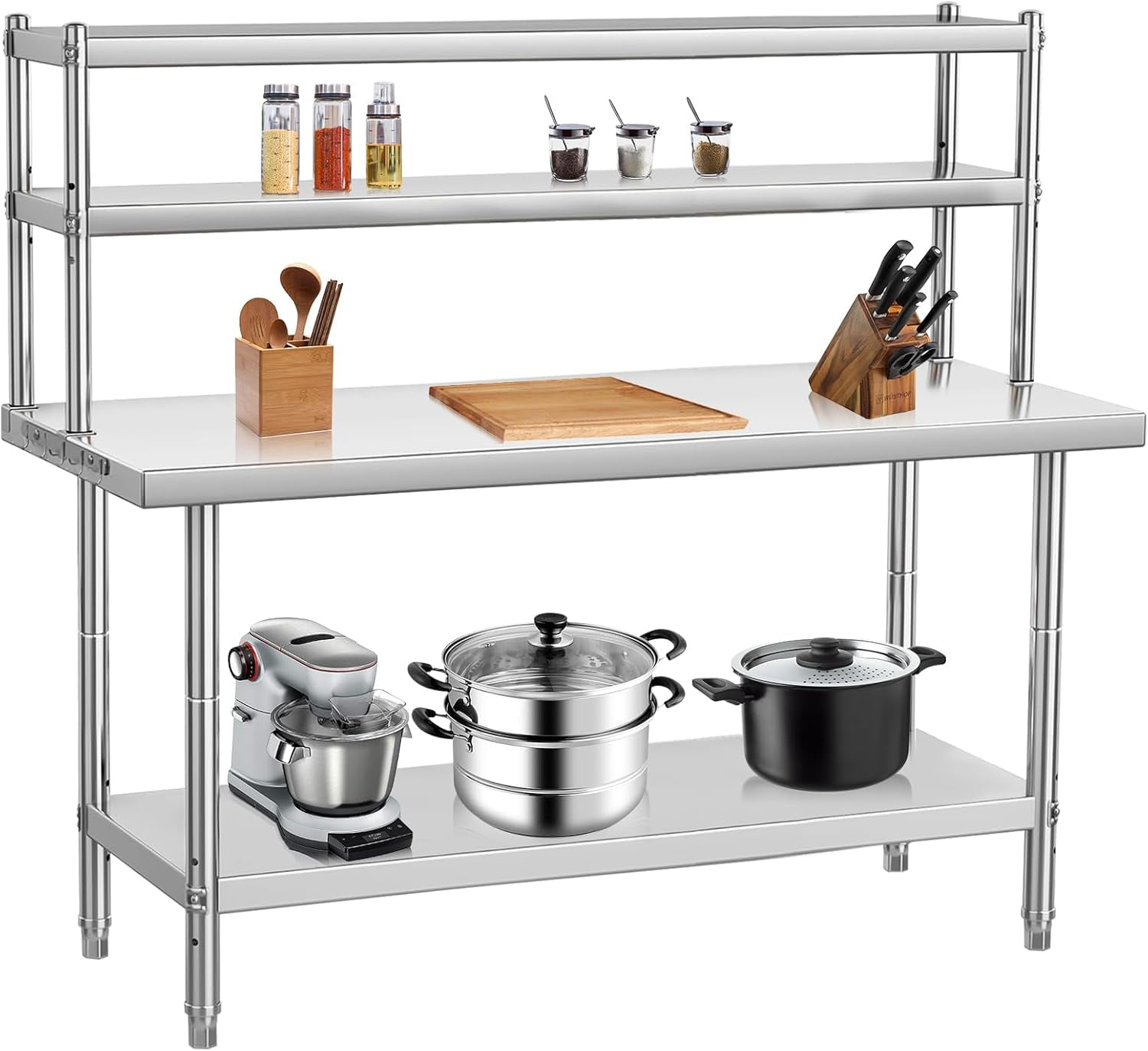 Kselythan Stainless Steel Table with Shelves,Prep Table for Commercial ...