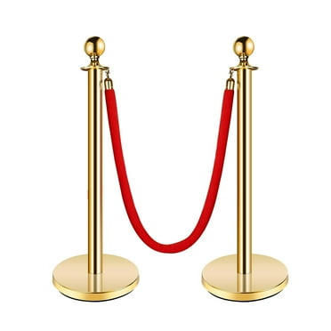 Costway 6Pcs Stanchion Posts, Queue Pole with Retractable Red Belt ...