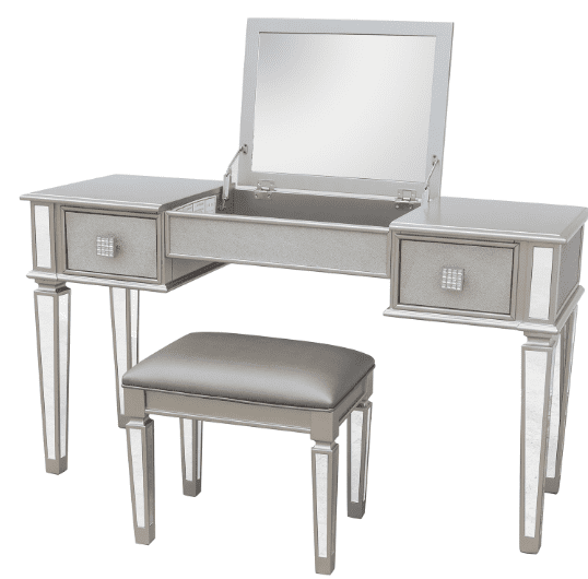 Kselythan Vanity Table With Flip Top Mirror ,Makeup Vanity Desk,Silver ...