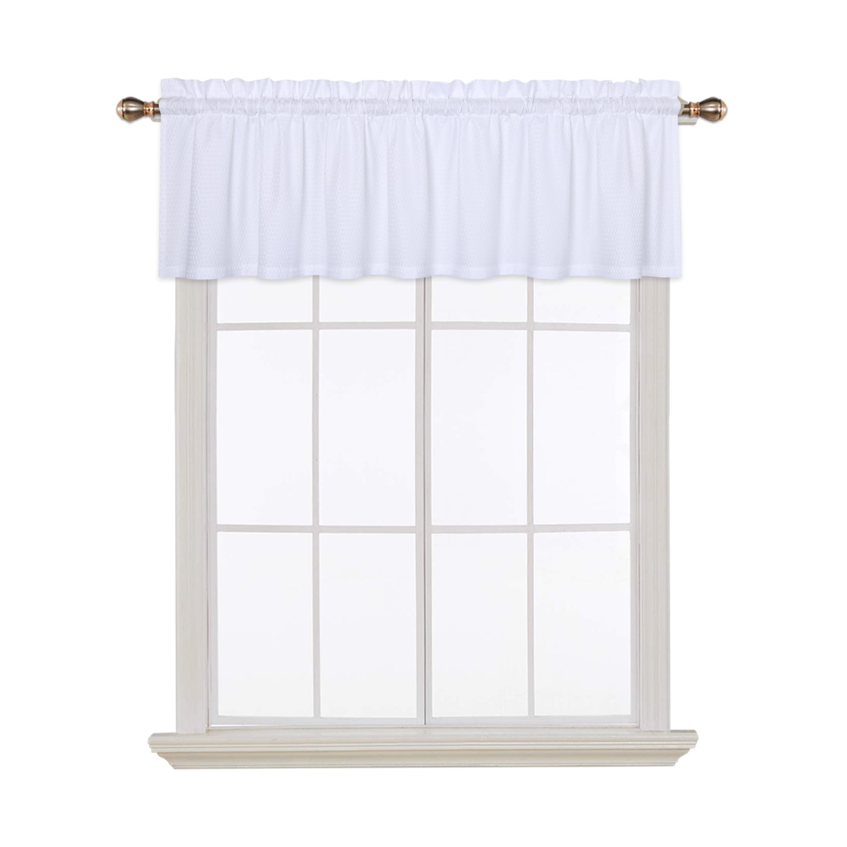 Kselythan White Valance for Window, Embossed Textured Soft Microfiber ...