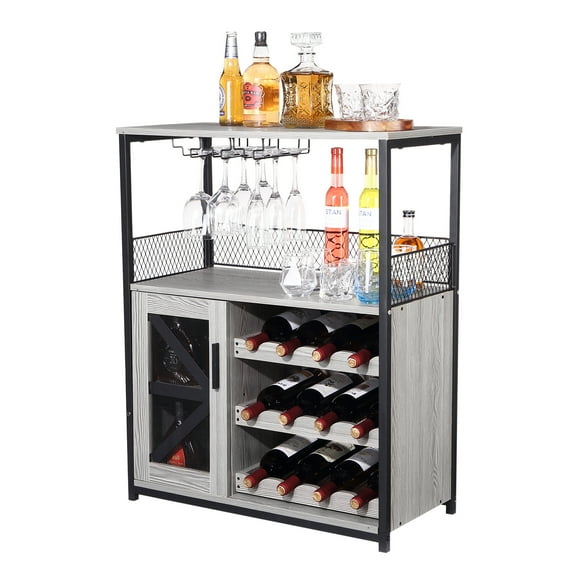 Kselythan Wine Bar Cabinet With LED Light,Detachable Rack,Glass Holder ...