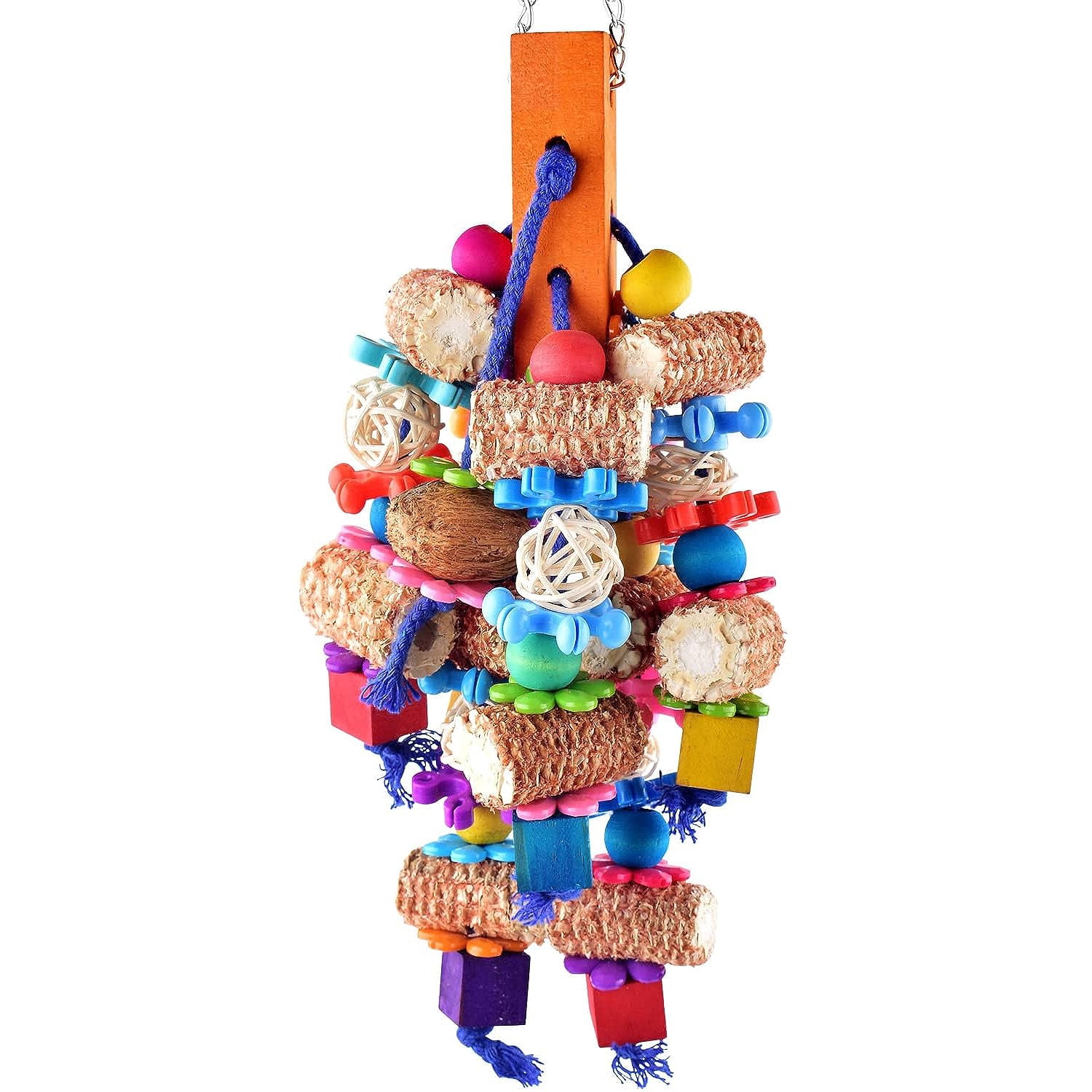Ksopiavobs Bird Chew Toys, Natural Corn Cob Colored Wooden Blocks ...
