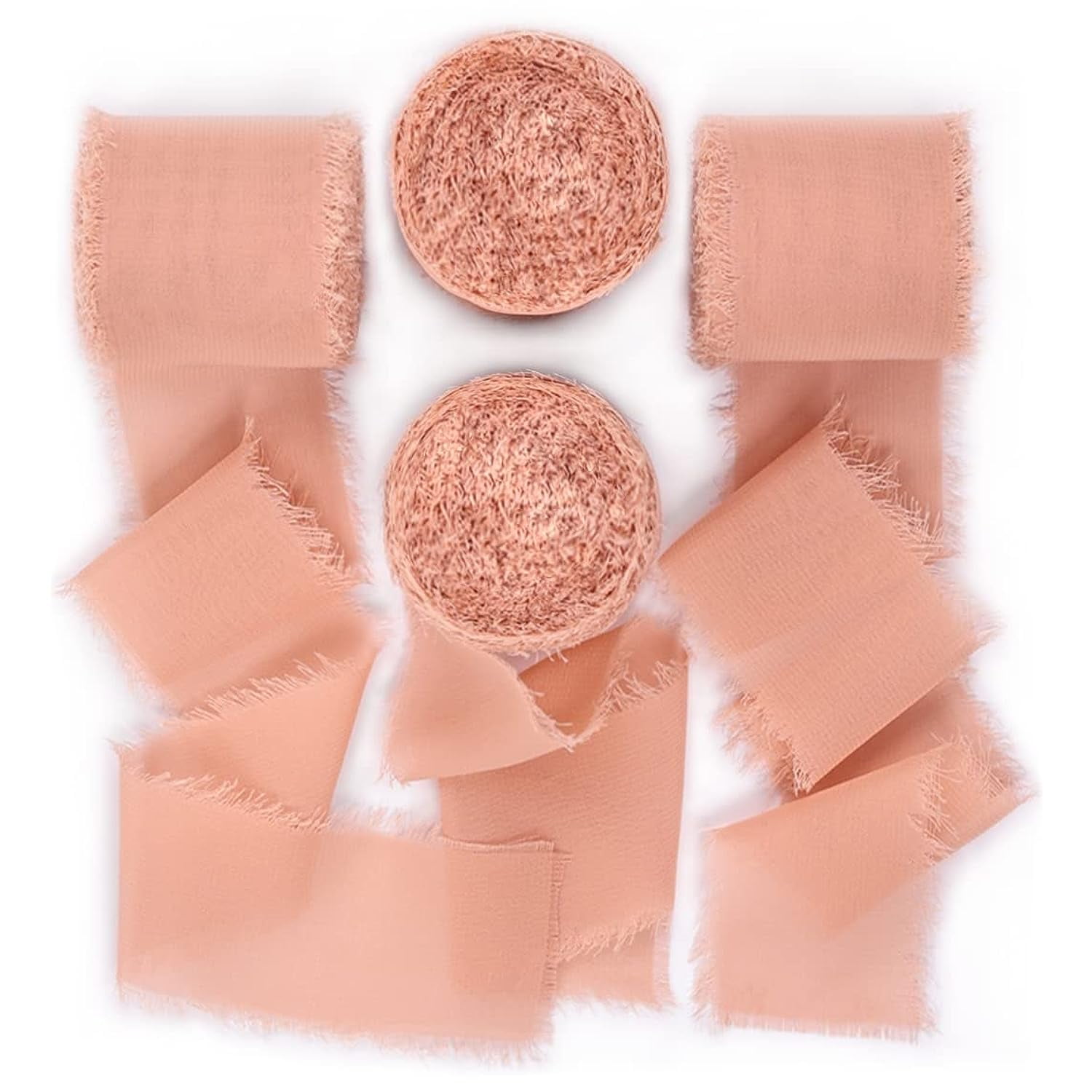Ksopiavobs Rose Gold Handmade Fringe Chiffon Silk Ribbon 1-3/4" x 7Yd 4 ...