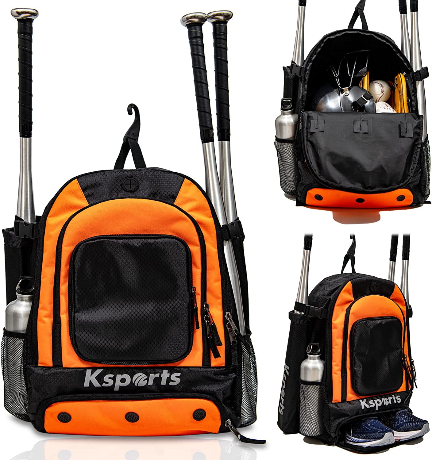 Ksports Baseball Backpack - Orange, Holds Bats, Helmet, Gloves, Shoe ...