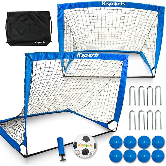 Ksports Soccer Goals 4ft Blue Soccer Net Bundle with Size 4 Soccer Ball ...