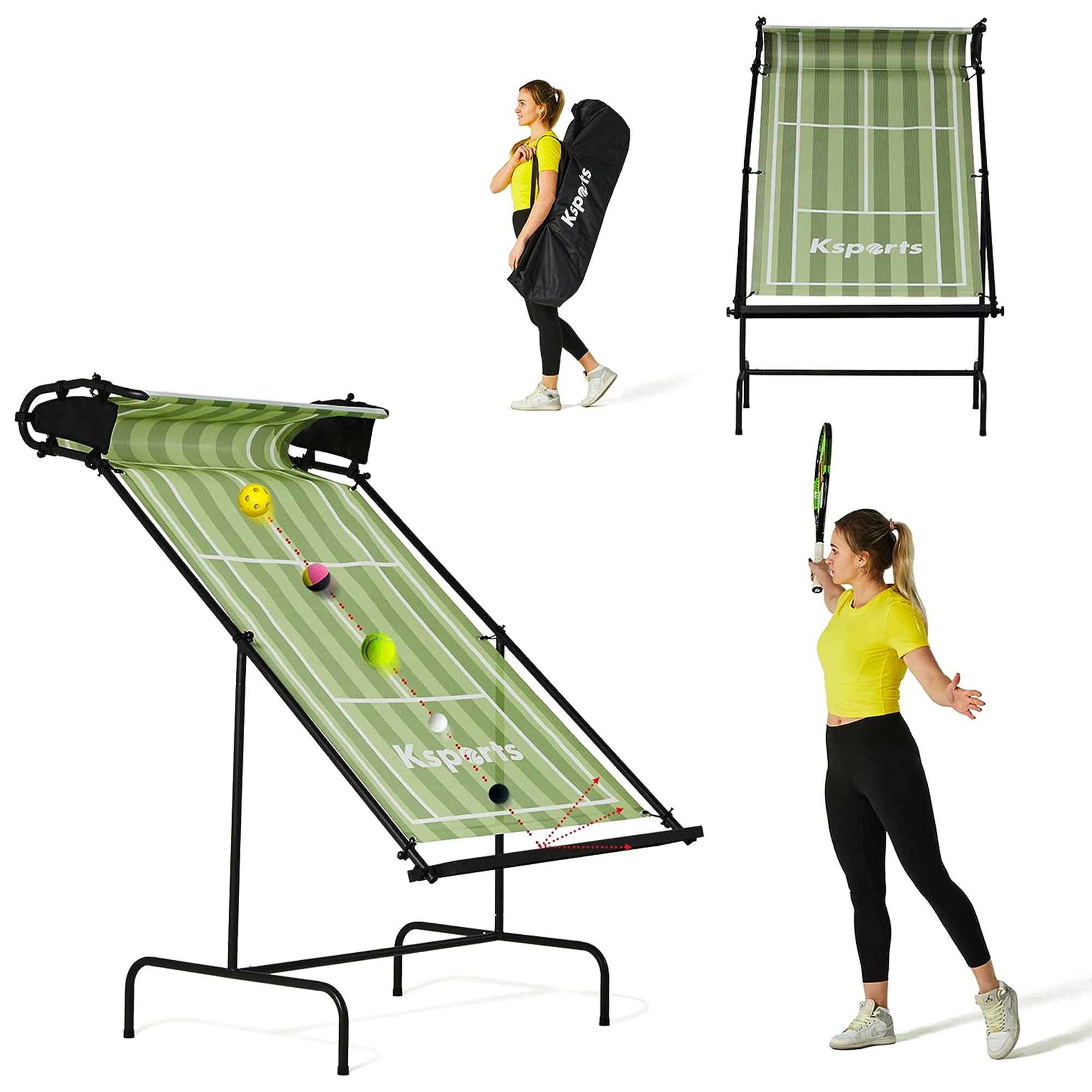 Ksports Tennis Solo Trainer Ball Device - Regular Green Rebounder Net ...