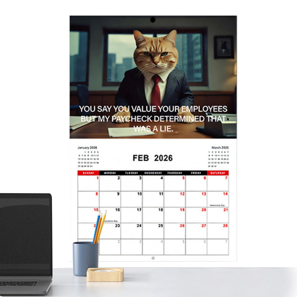 Ksruee 2026 Cat Calendar Monthly Cat Themed Calendar Business Kitten ...