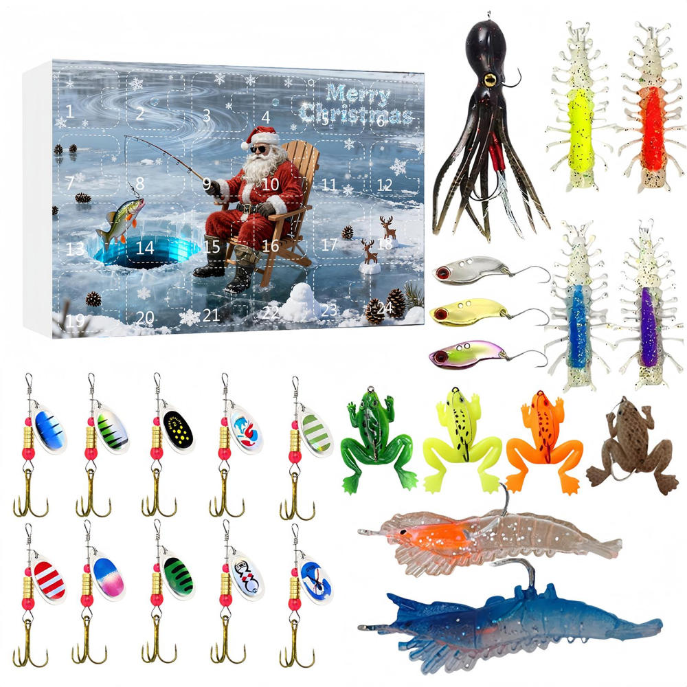 Ksruee Christmas Countdown Calendar Fishing 24 Days Christmas Advent ...