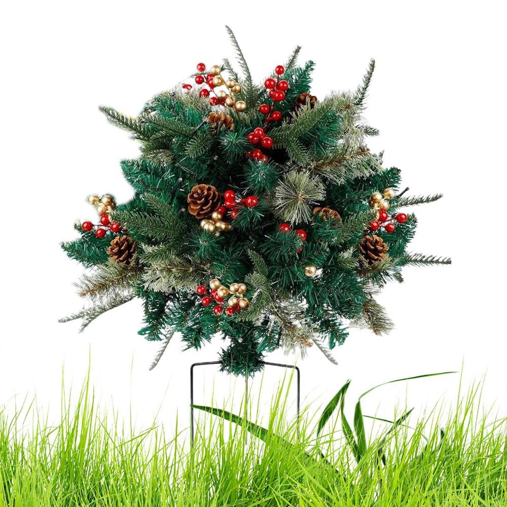 Ksruee Christmas Urn Filler Outdoor Pine Trees Artificial Christmas Tree Urn Filler with Tripod ...