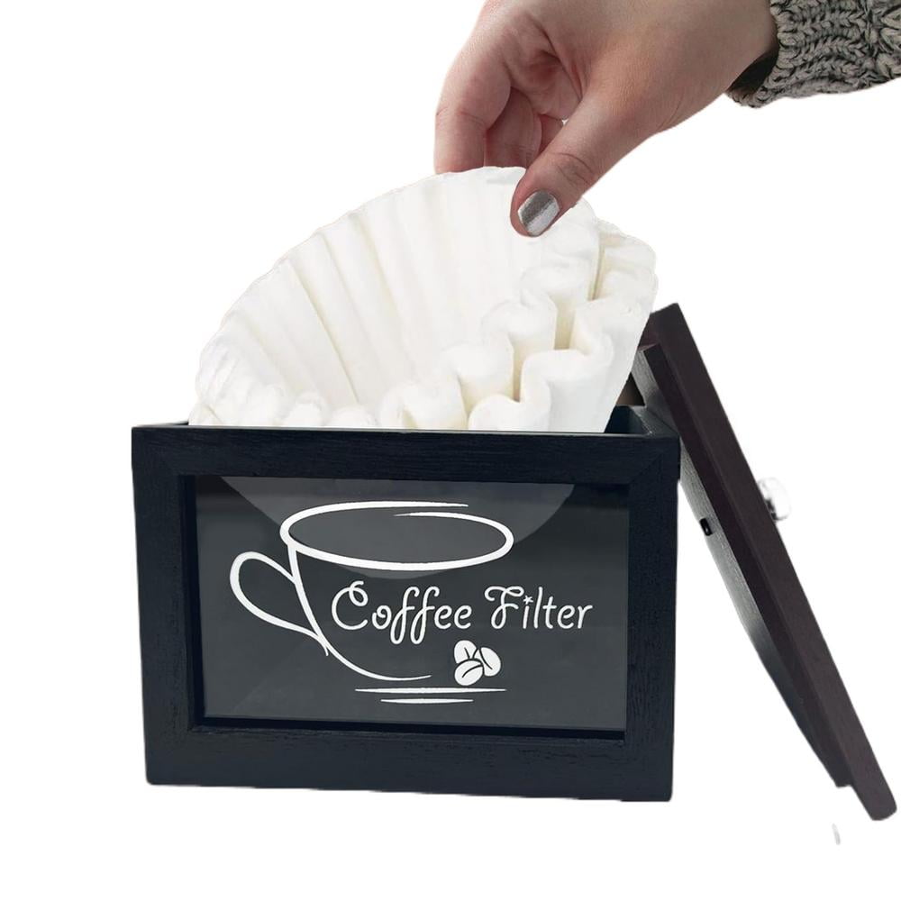 Ksruee Coffee Filter Storage Container Wooden Rustic Farmhouse Coffee ...