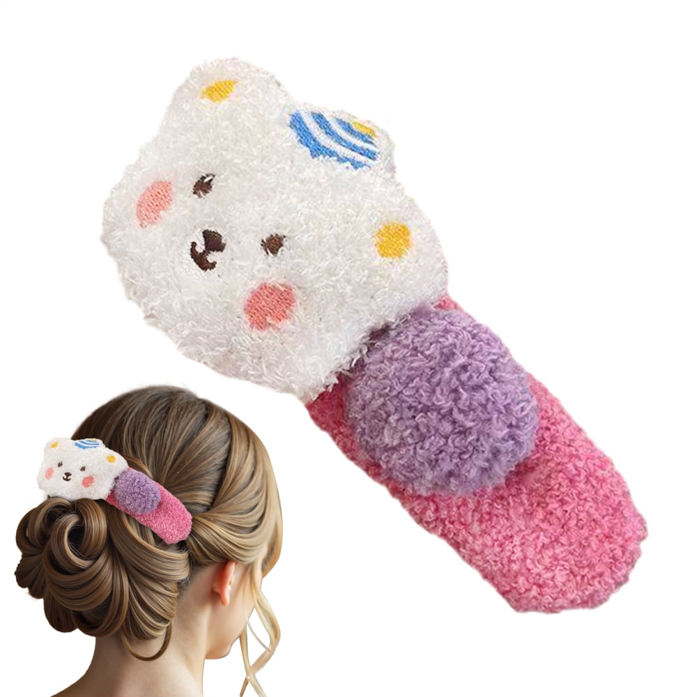 Ksruee Cute Hair Pins Plush Hair Clip Side Bear Hairclips Side Colorful ...