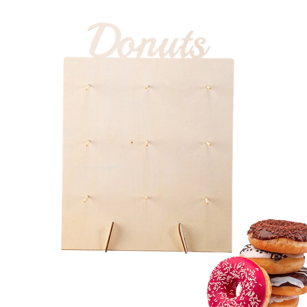 Ksruee Donut Board Wood Doughnut Rack for Wedding 9-Holes Donut Stand ...