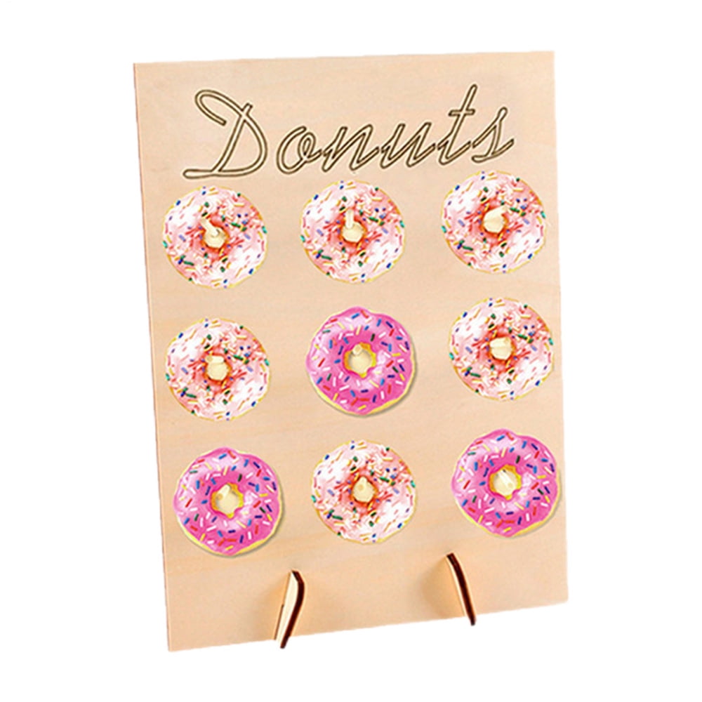 Ksruee Donut Holder Stand Party Wood Doughnut Rack for Wedding 9-Holes ...