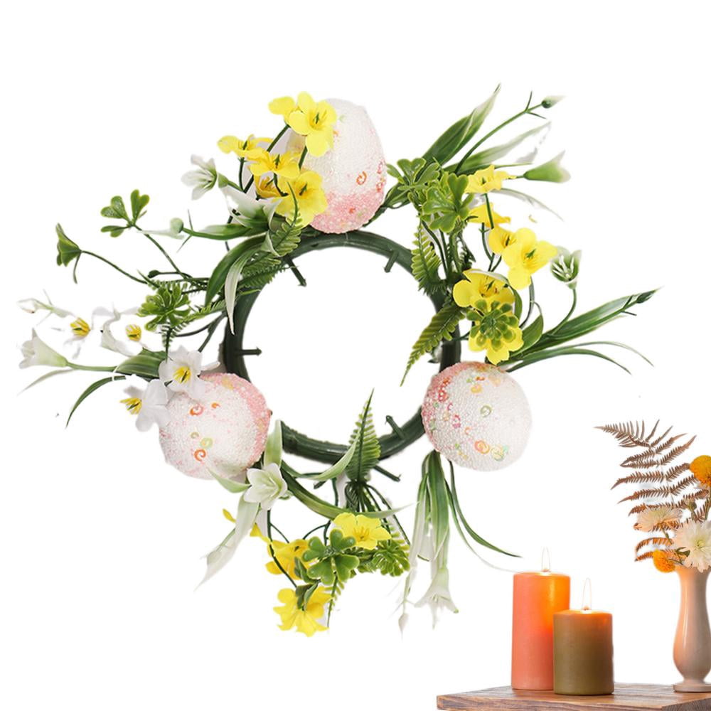 Ksruee Easter Egg Candle Ring Wreath Artificial Taper Candle Rings ...