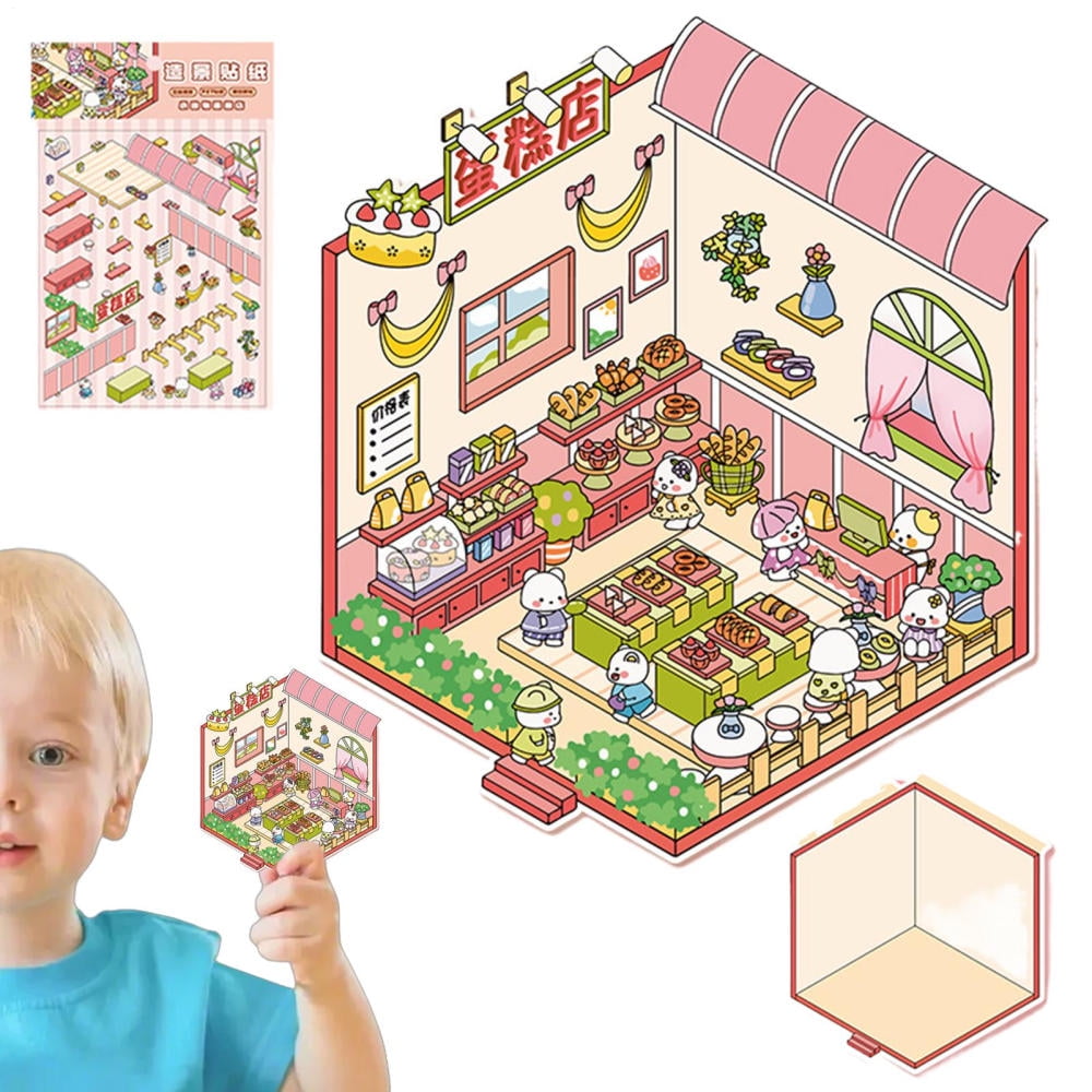 Ksruee House Stickers Creative Miniature 3D Effect Laptop Decals ...