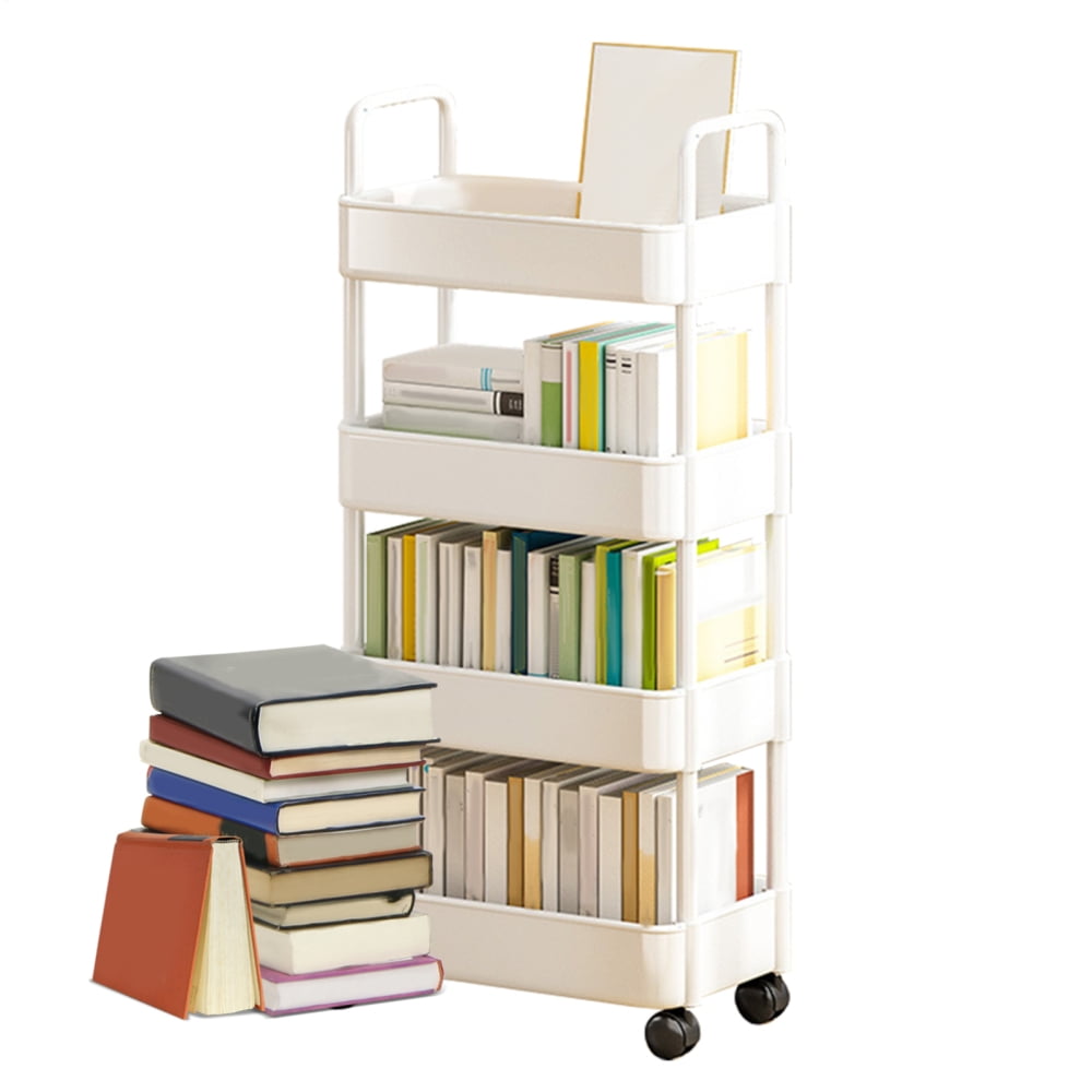 Ksruee Rolling Carts with Wheels Kitchen Rolling Cart 3/4 Tier Utility ...