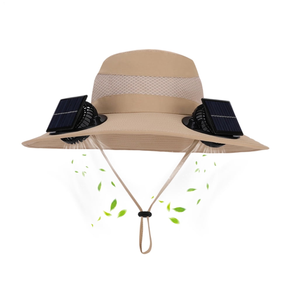 Ksruee Solar Fan Hats for Men Solar Hat with Built in Fan Wide Brim ...