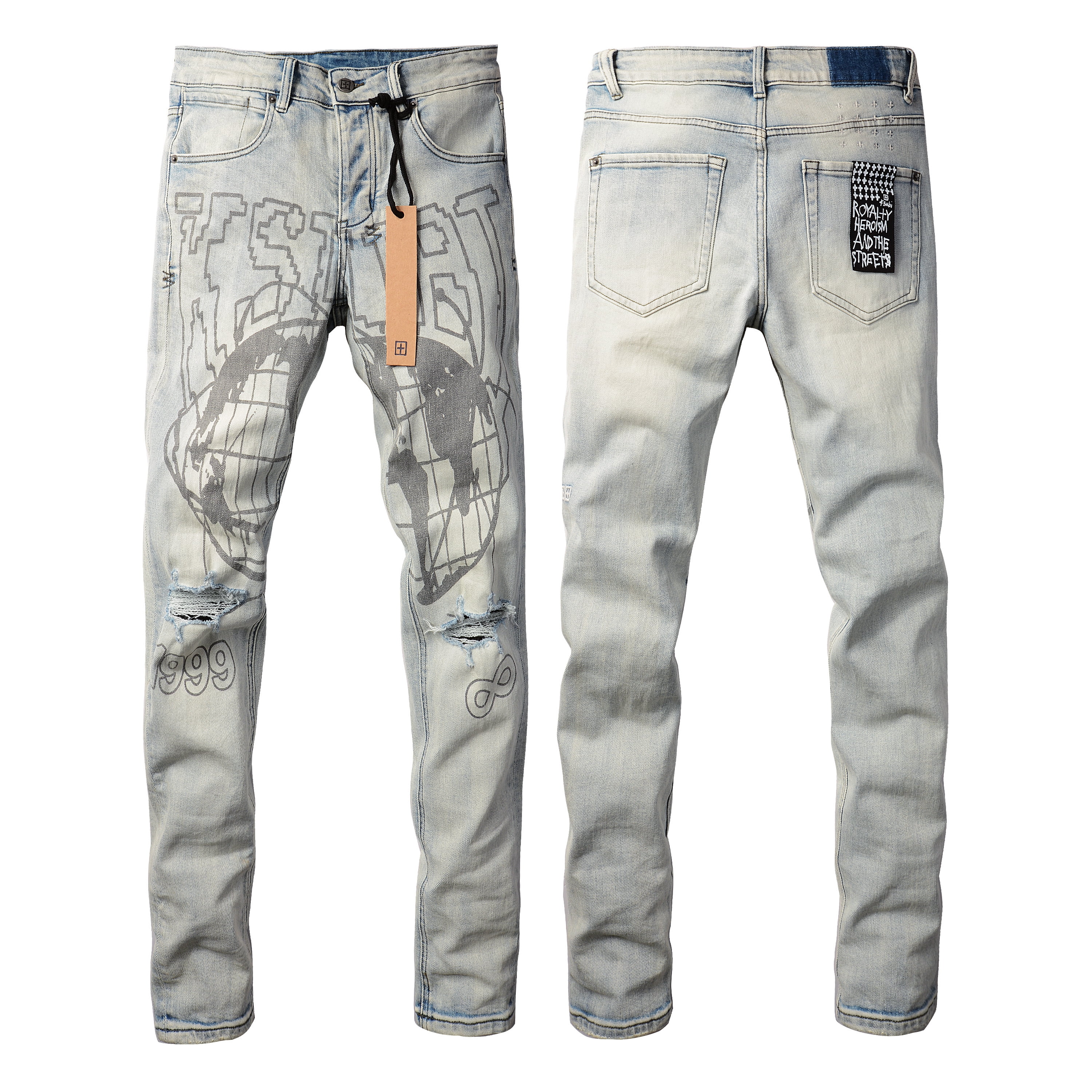 2025 Ksubis Jeans brand Jeans Men's Jeans Casual Comfort Holes ...
