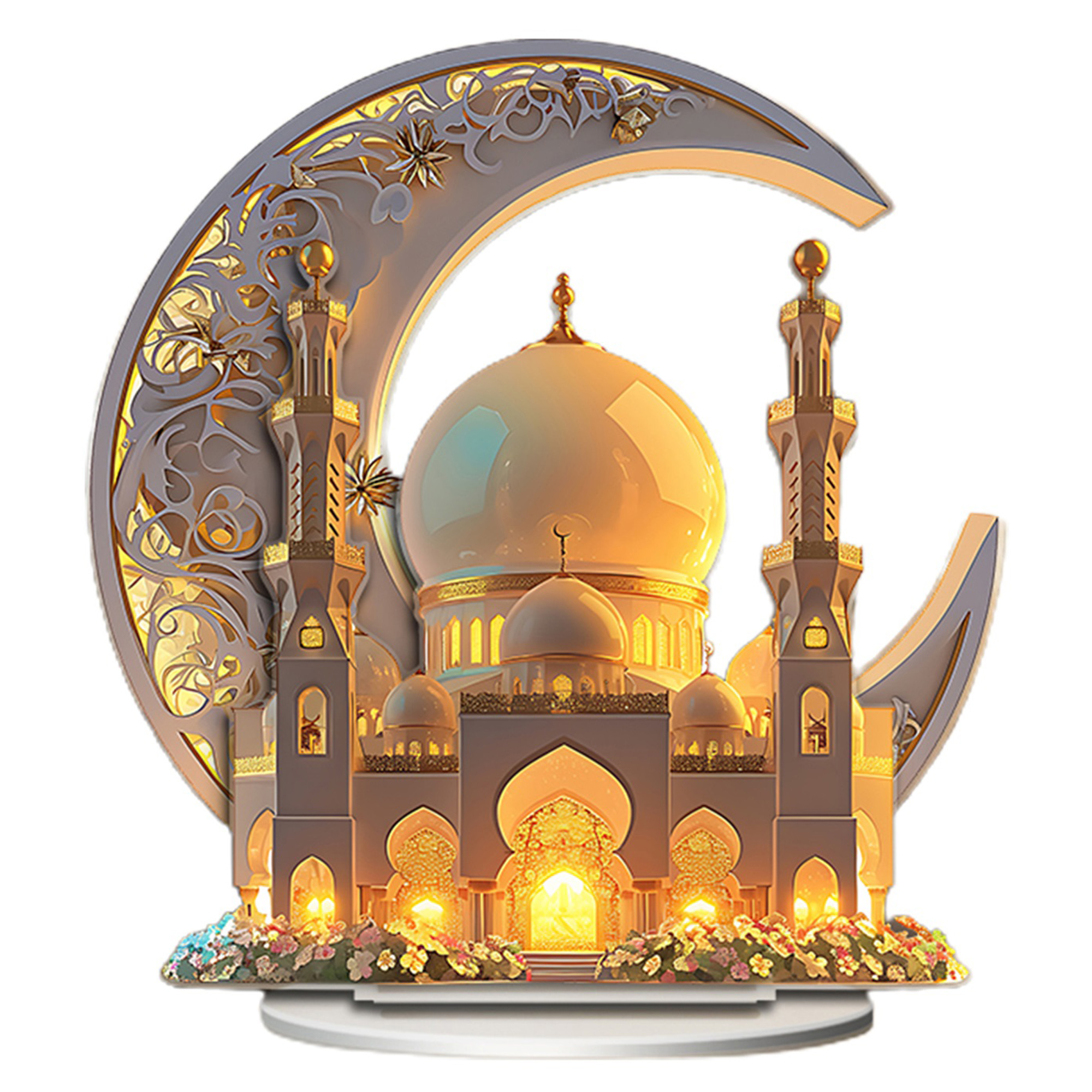 Ksxsiy Ramadan Moon Palace Ornament 2D Flat Decorations Moon Maid ...