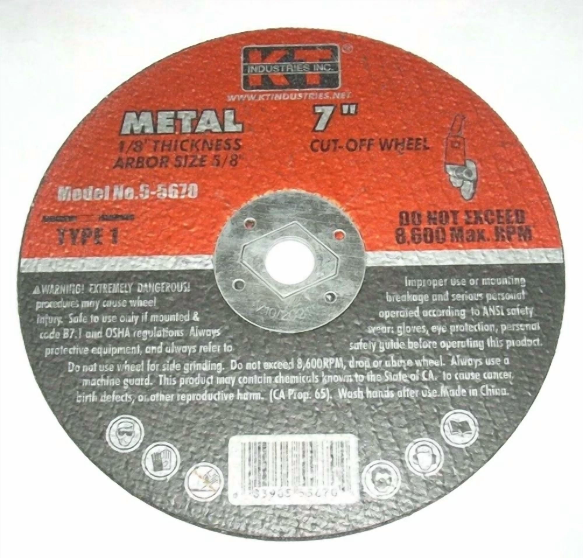 Kt Industries 5-5670 Cut-Off Wheel 7 X 1/8 X 5/8 To Cut Metal W ...