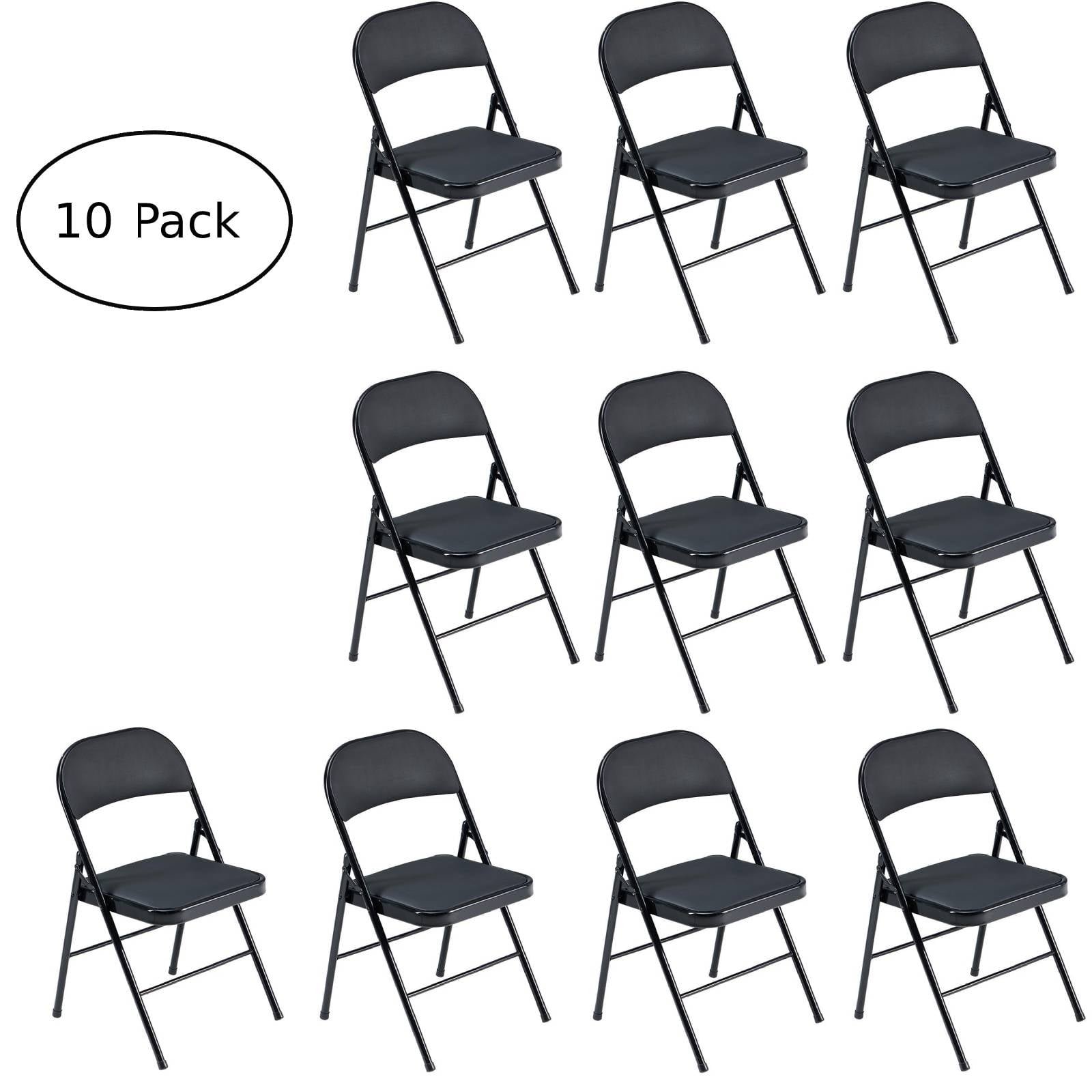 Ktaxon 10-Pack Steel Folding Chairs, Indoor/Outdoor Event, Soft Cushion ...