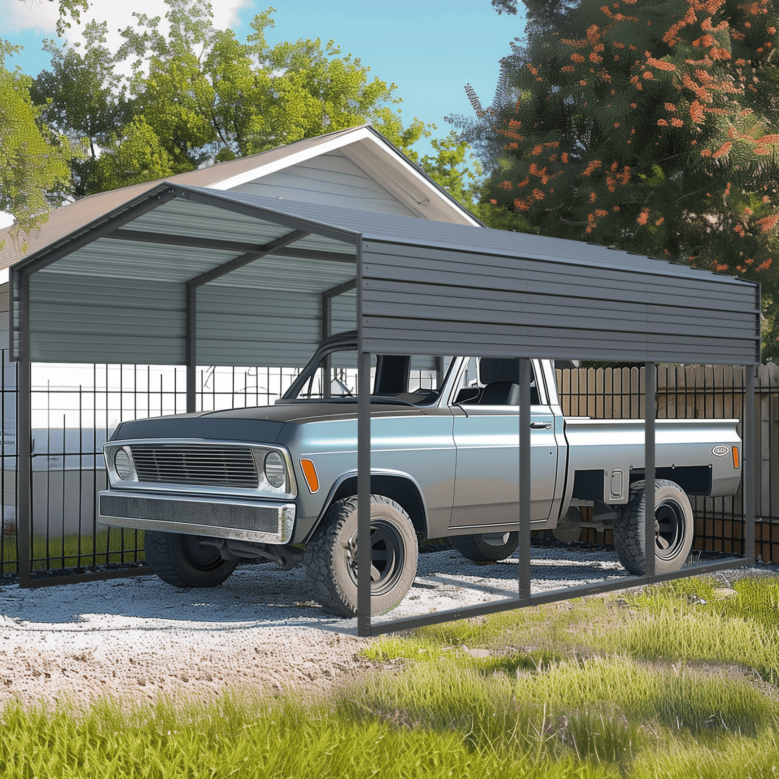 Ktaxon 10' x 15' Outdoor Heavy-Duty Metal Carport, Car Canopy with ...
