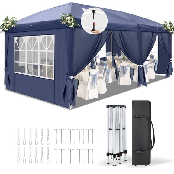 Ktaxon 10'x20' Outdoor Event Tent, Black, Pop-Up Canopy with 6 ...