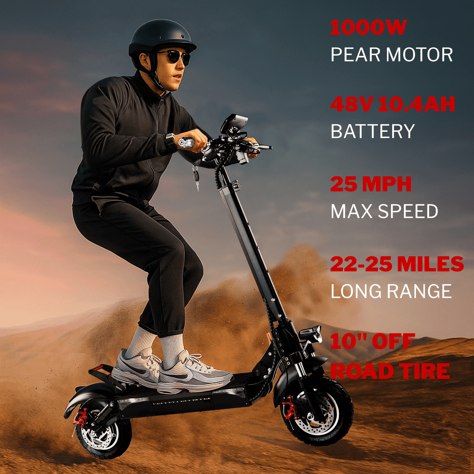 Ktaxon 1000W Peak Electric Scooter for Adult, Top Speed 25MPH, 25Miles ...