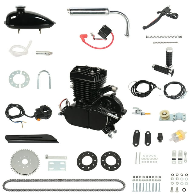 Ktaxon 100cc Bicycle Engine Kit, 2 Stroke Motorized Bike Motor Kit for 26" to 28" Bikes (Black ...