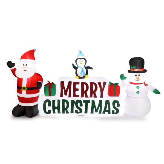 Ktaxon 10ft Inflatable Christmas Snowman Santa with Penguin Welcome ...