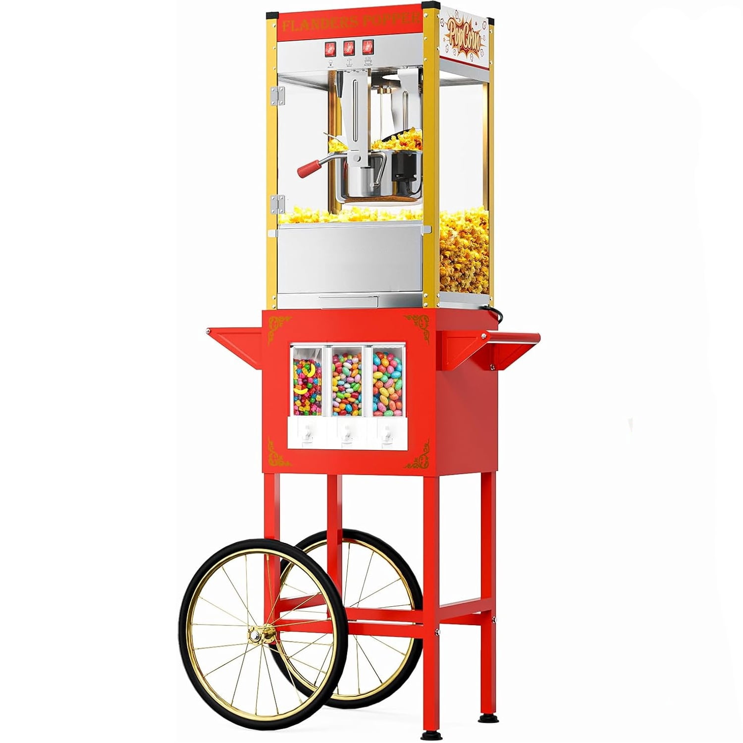 Ktaxon 10oz Popcorn Machine with Cart & Candy Dispenser, 4 Gallon ...