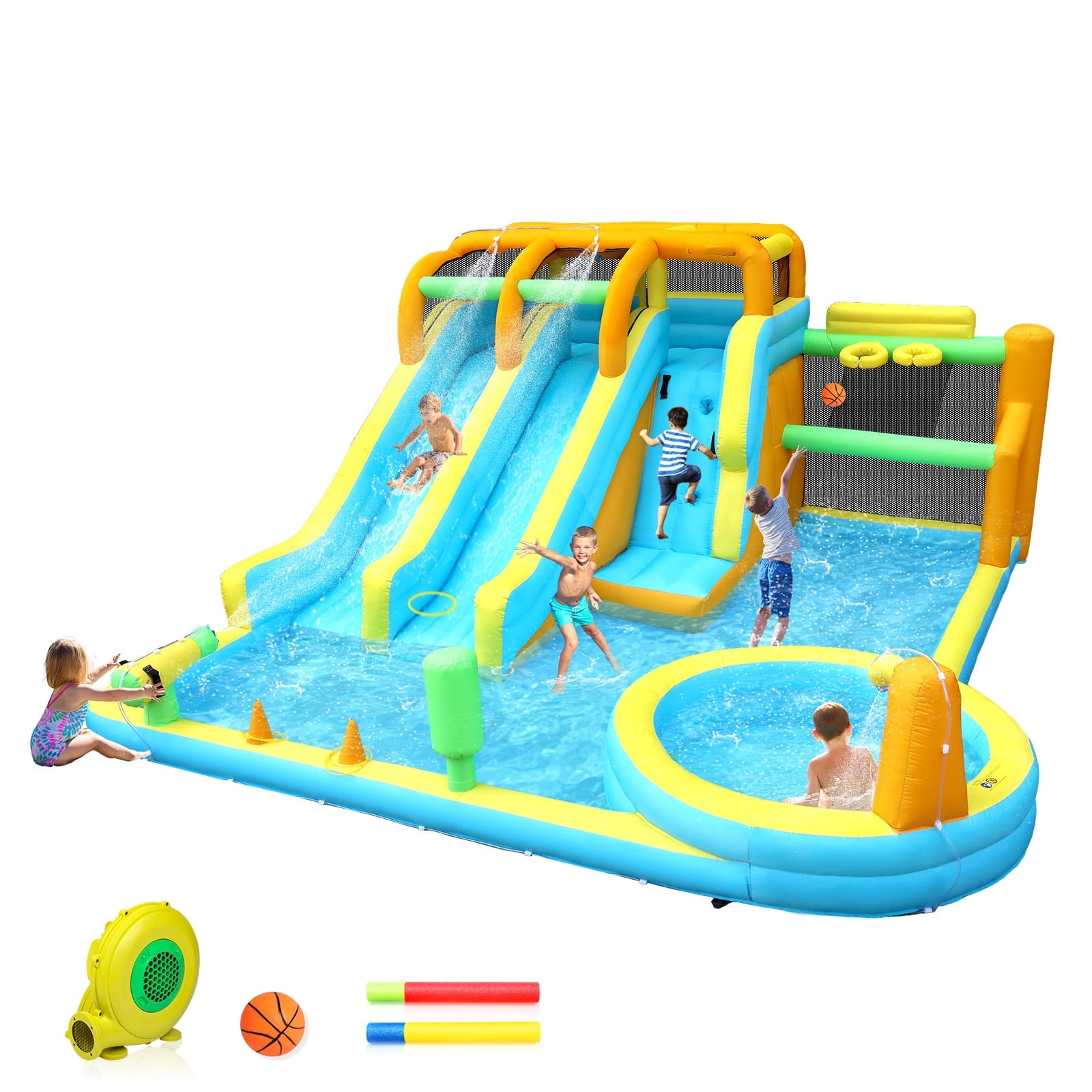 Ktaxon 11-in-1 Inflatable Water Slide Bounce House with Blower, Double ...