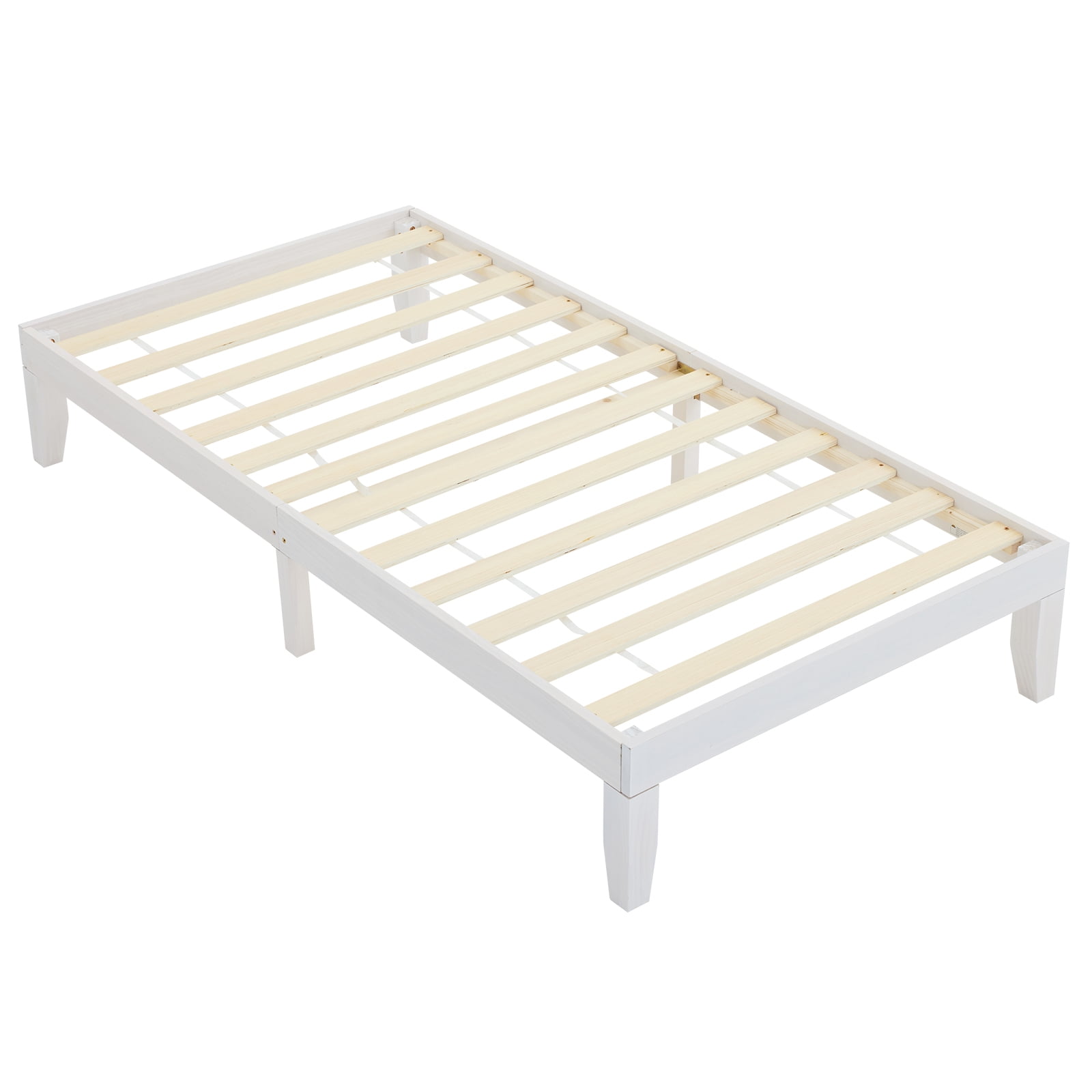 Ktaxon 12" Twin Wood Platform Bed Frame, White, Mattress Foundation, No ...