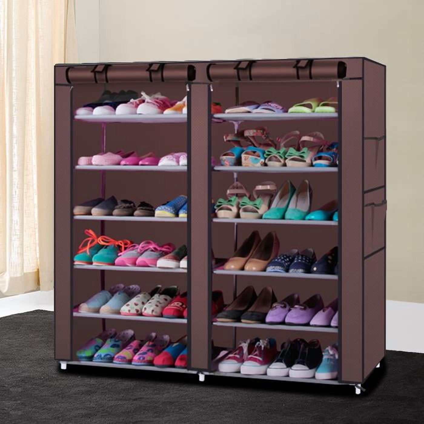 Ktaxon 12-Grid Portable Shoe Rack, 6-Tier Shoe Organizer with Fabric ...