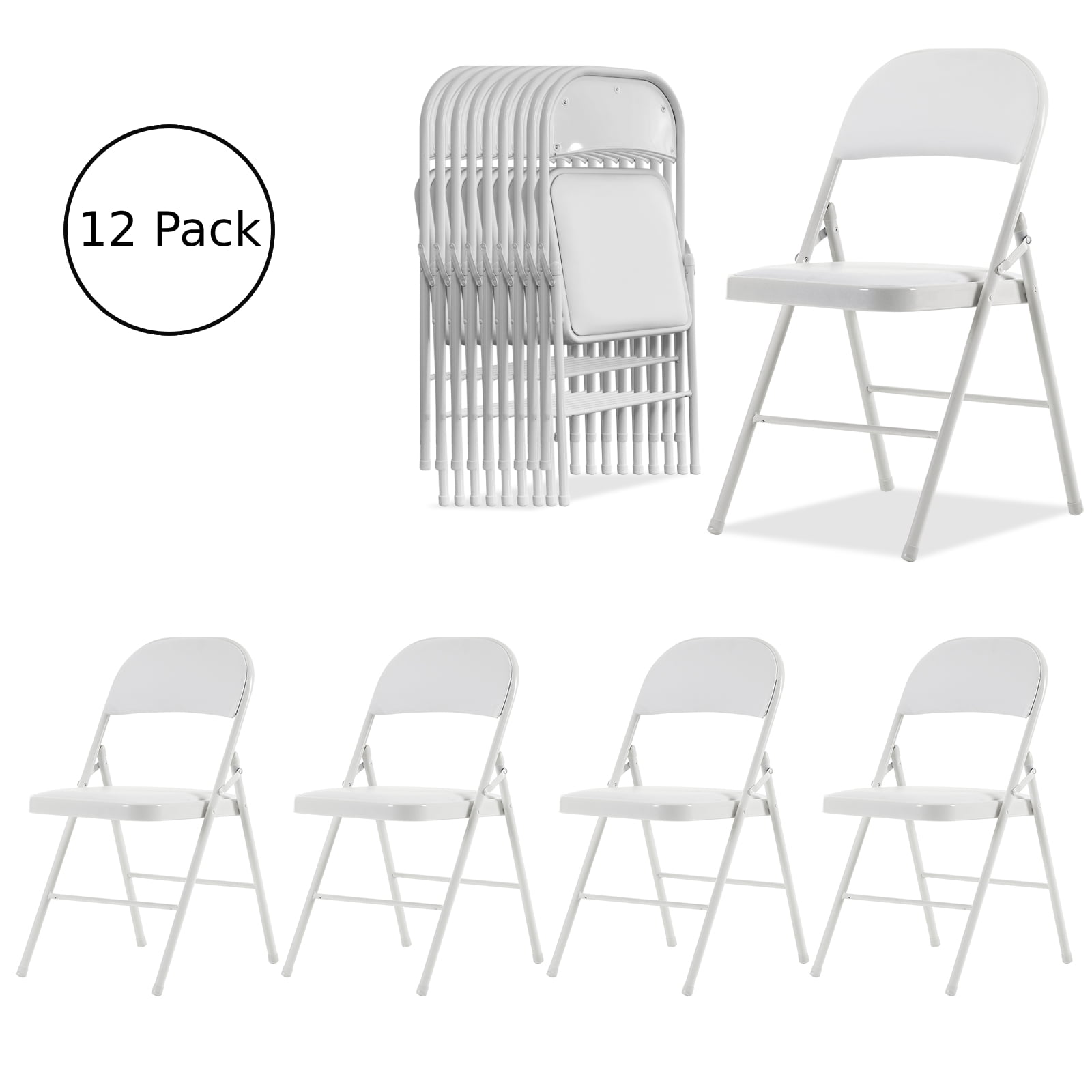 Ktaxon 12 Pack Heavy Duty Padded Folding Chairs for Events, Bulk Dining ...