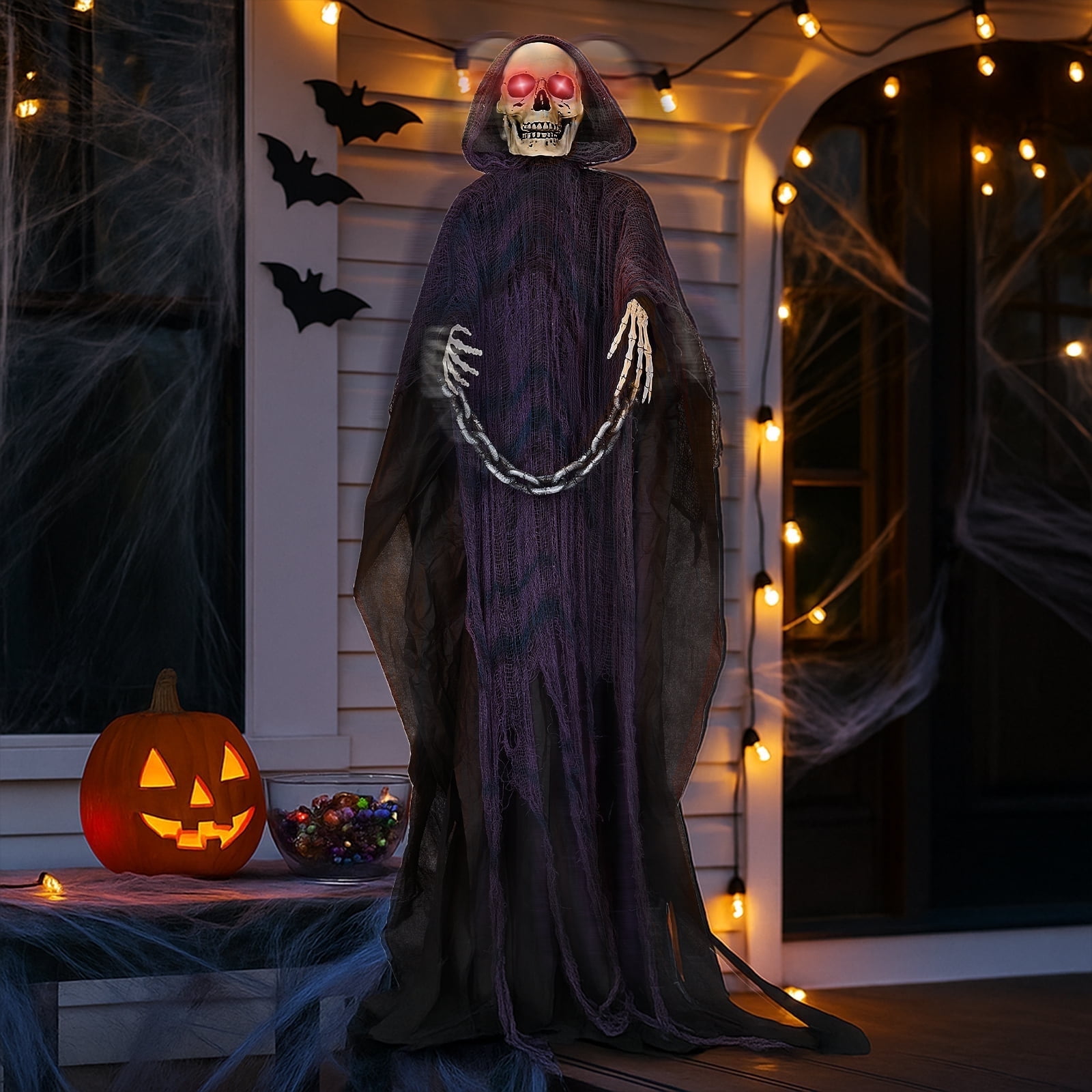 6ft Animated Halloween Decoration Grim Reaper Creepy Halloween ...