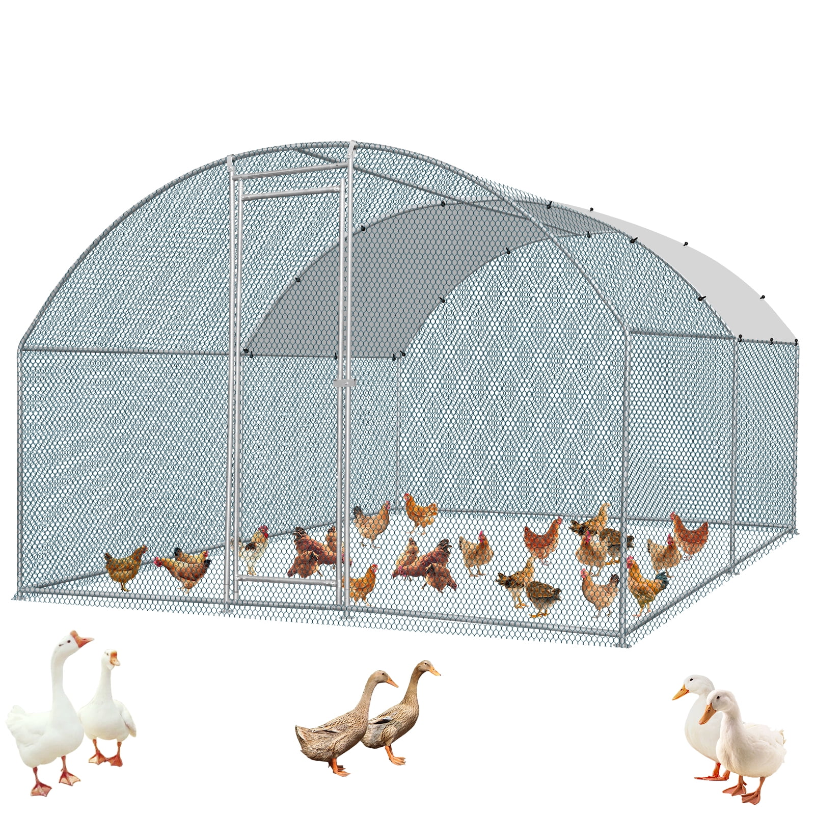 Ktaxon 13' x 10' Metal Chicken Coop with Run, Walkin Poultry Cage for ...