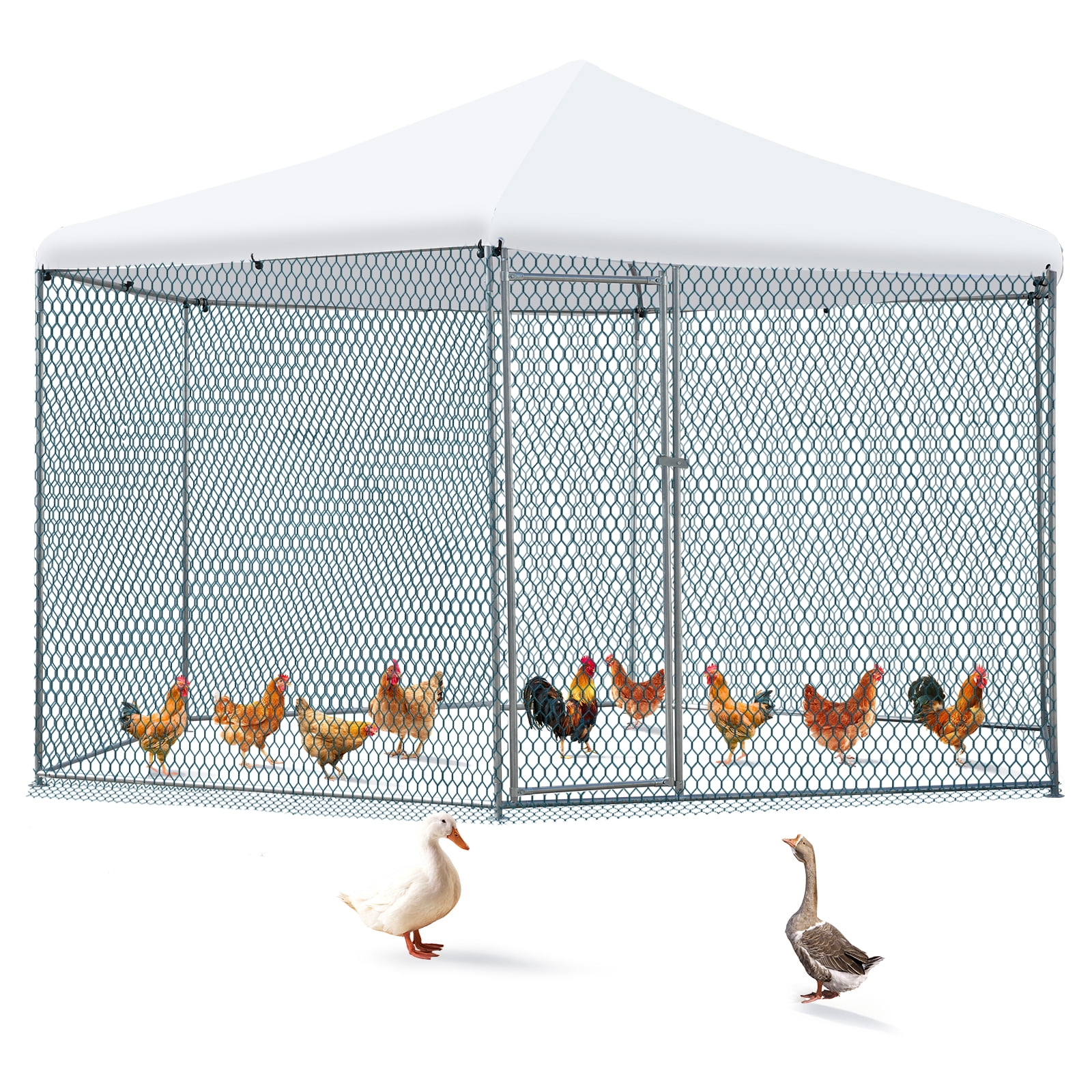 Ktaxon 13ft Hexagon Chicken Run, Large Walk-in Metal Coop with ...