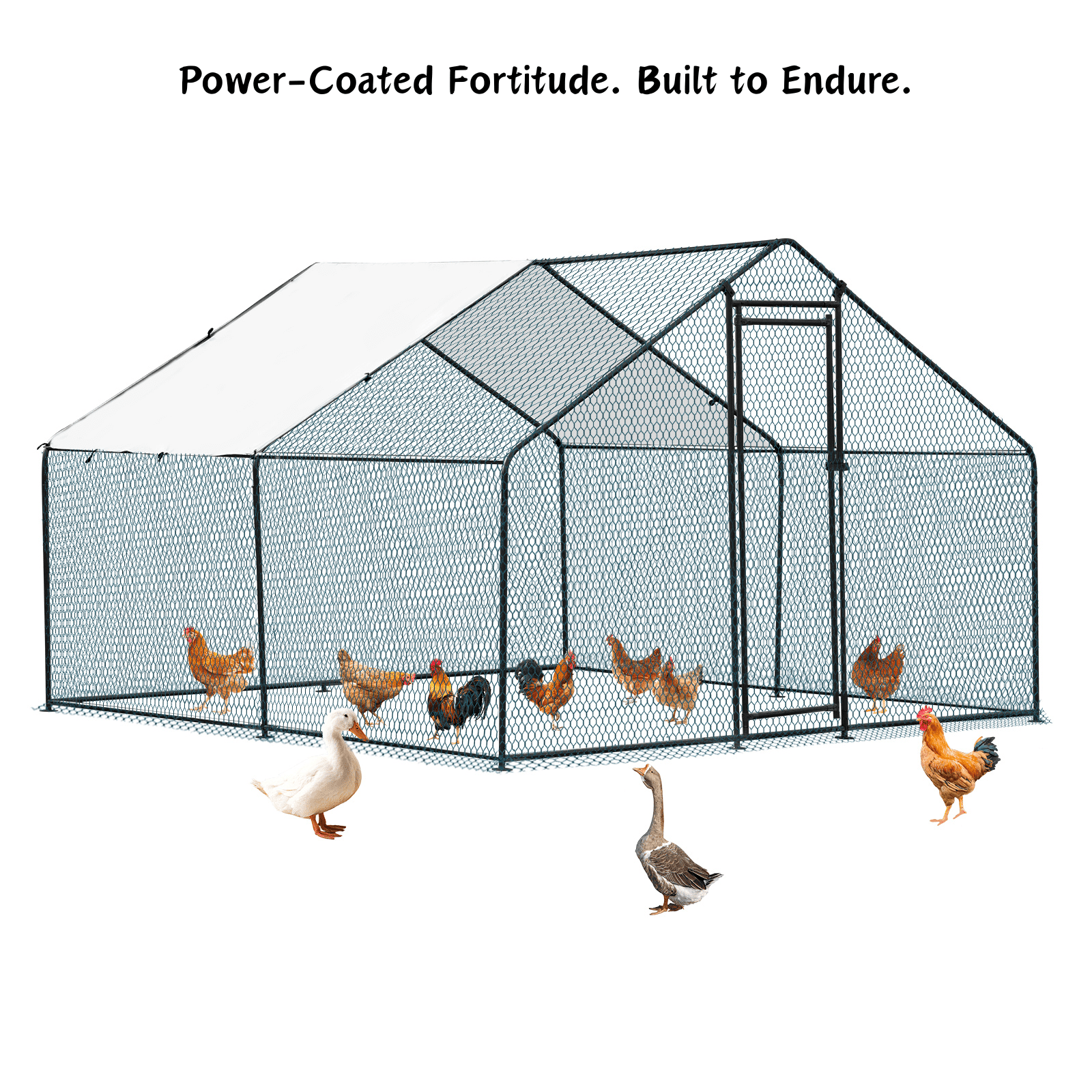 Ktaxon 13x10ft Walk-in Chicken Coop Metal Poultry Cage Waterproof Cover ...