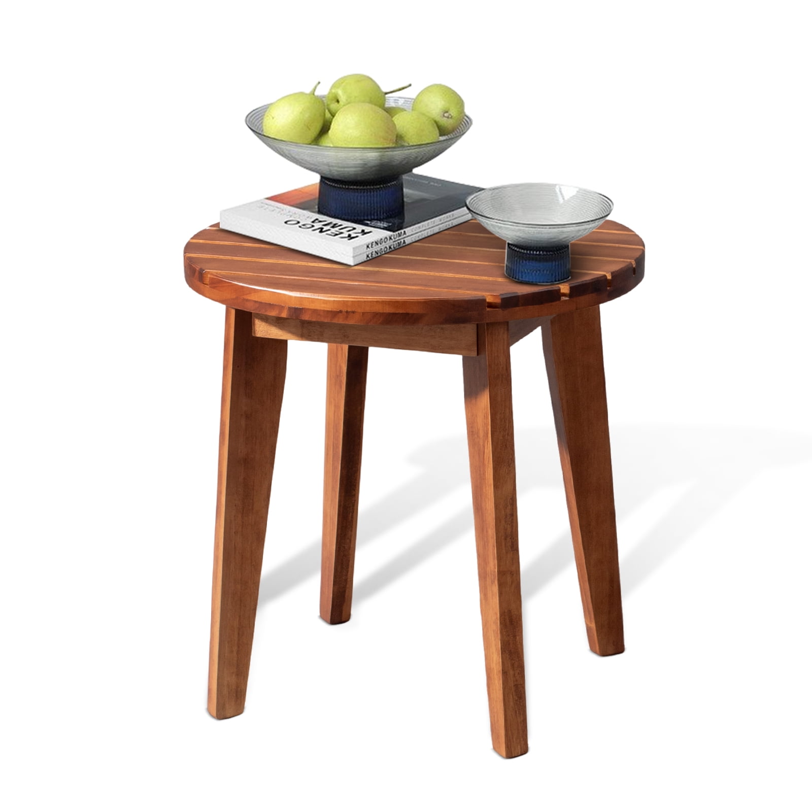Ktaxon 15.7" Outdoor Round End Table Table, Poplar Wood Small Side ...