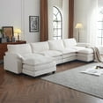 Ktaxon 157" W Sectional Sofa U Shaped Couch with Double Chaise Teddy ...